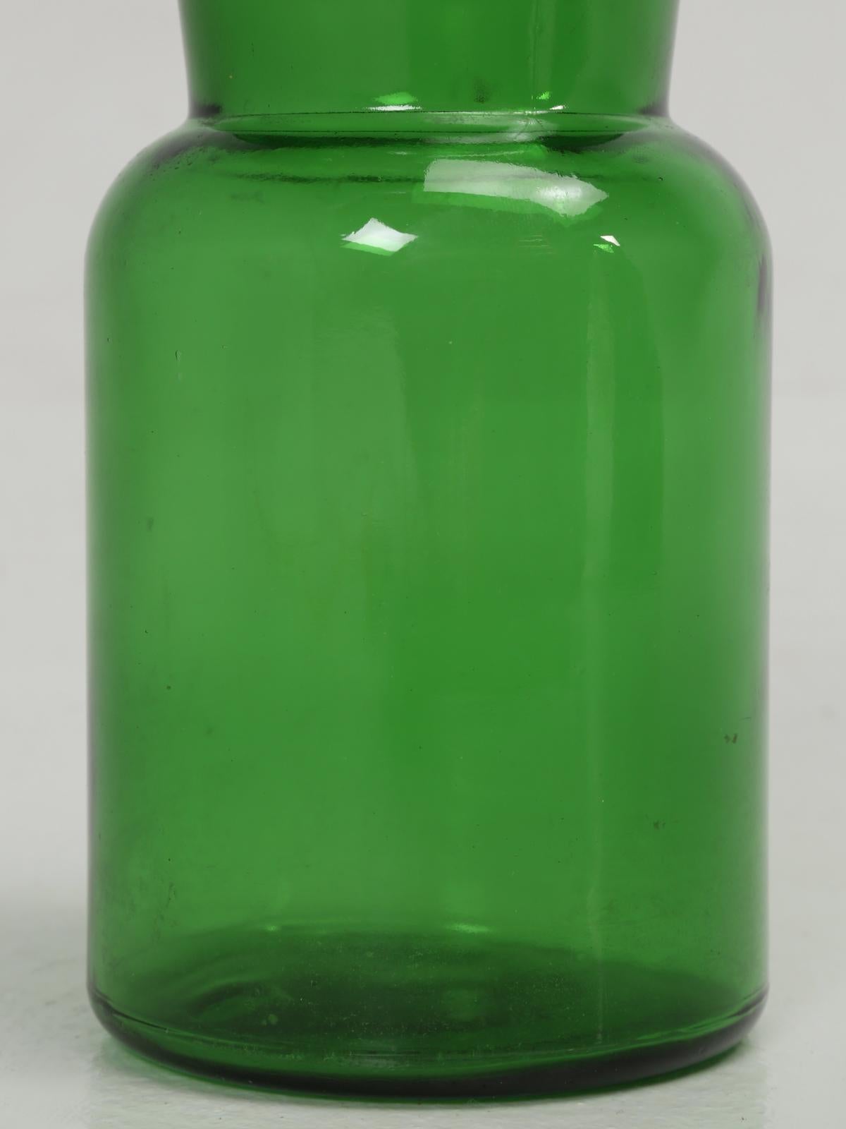 Vintage Belgium Pharmacy Green Glass Jar with Lid at 1stDibs | green ...