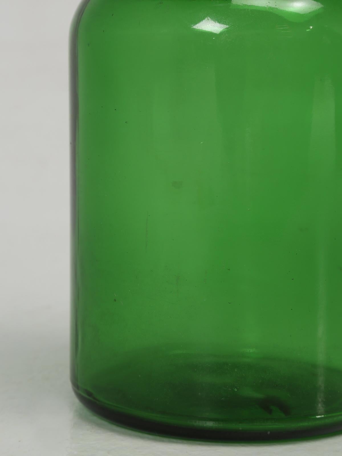 Vintage Belgium Pharmacy Green Glass Jar with Lid at 1stDibs | green ...