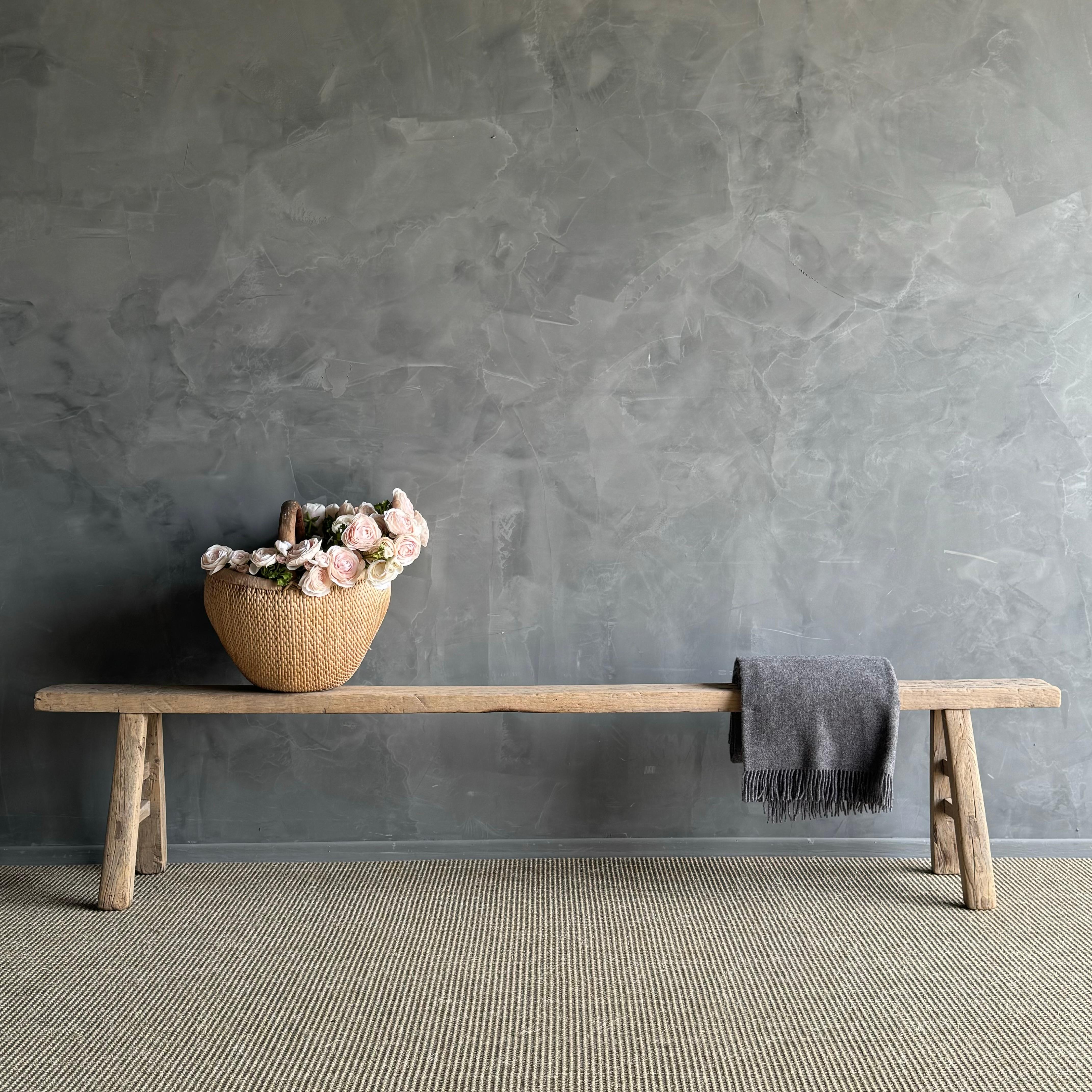 Vintage Bench Elm Wood Skinny Bench Extra Long 101" For Sale at 1stDibs