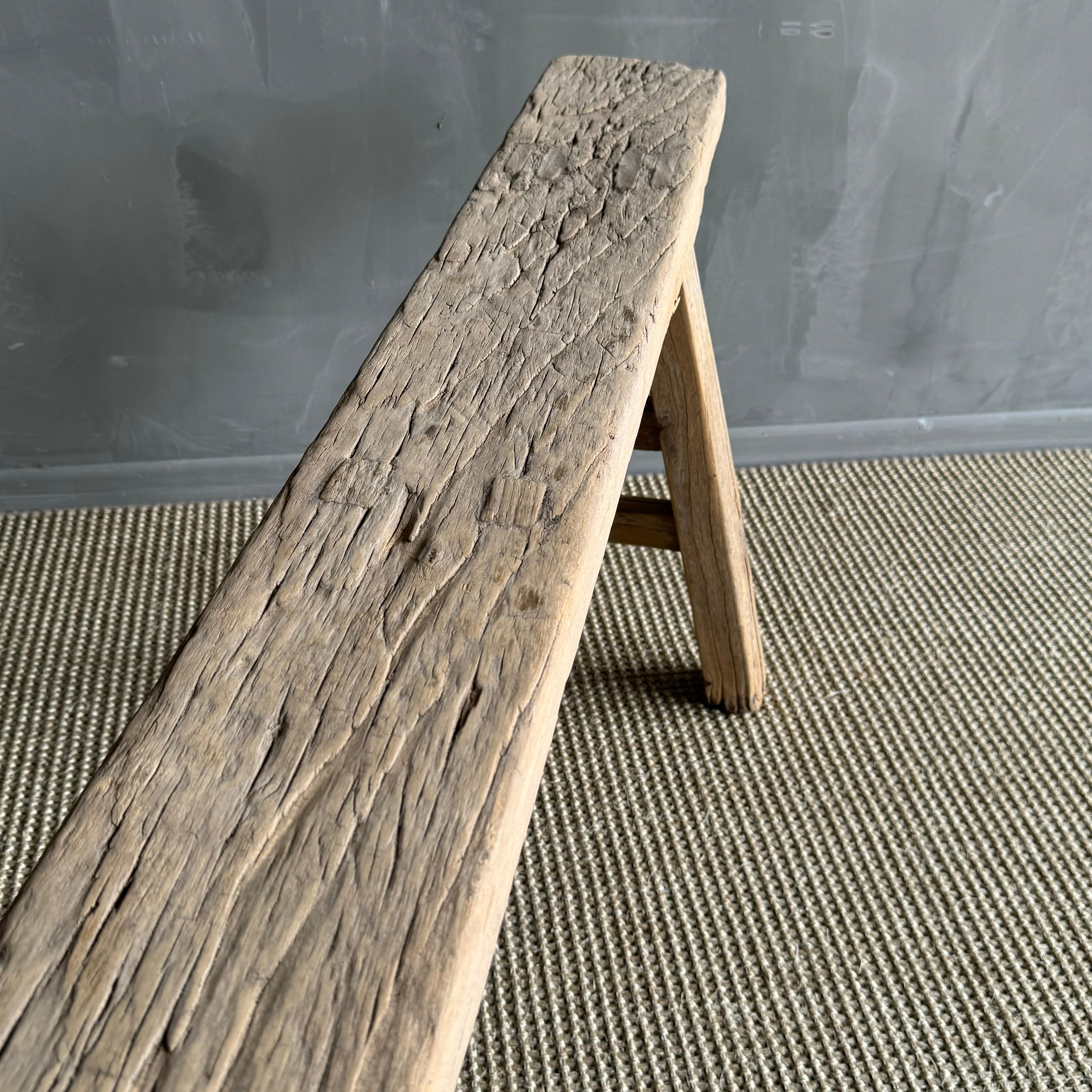 Vintage Bench Elm Wood Skinny Bench Extra Long 101" For Sale at 1stDibs