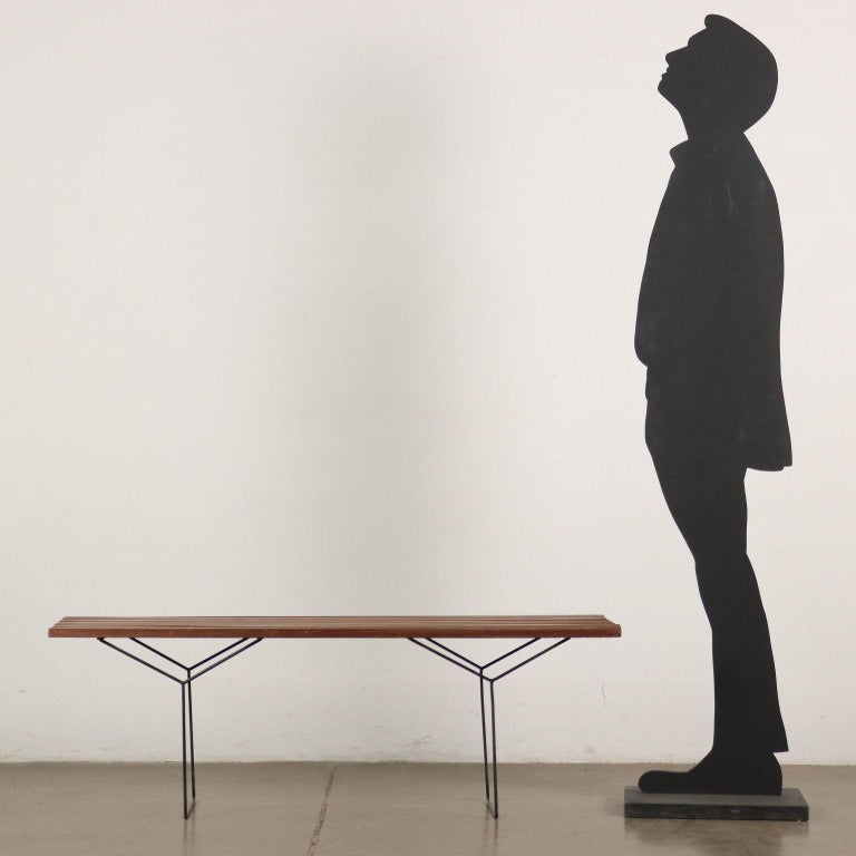 Vintage Bench Teak Metal Italy 1960s For Sale at 1stDibs