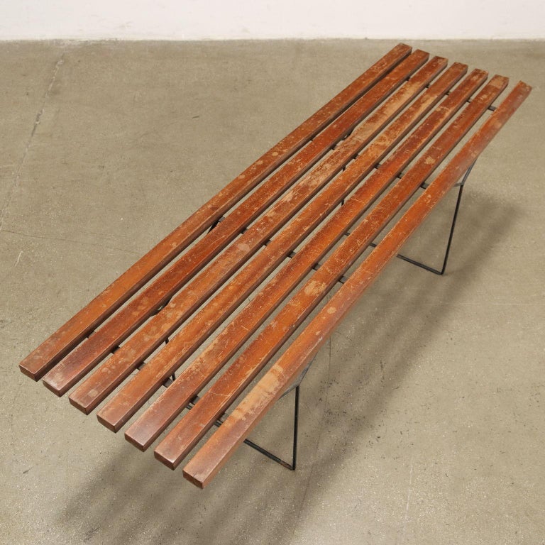 Vintage Bench Teak Metal Italy 1960s For Sale at 1stDibs