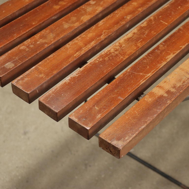 Vintage Bench Teak Metal Italy 1960s For Sale at 1stDibs
