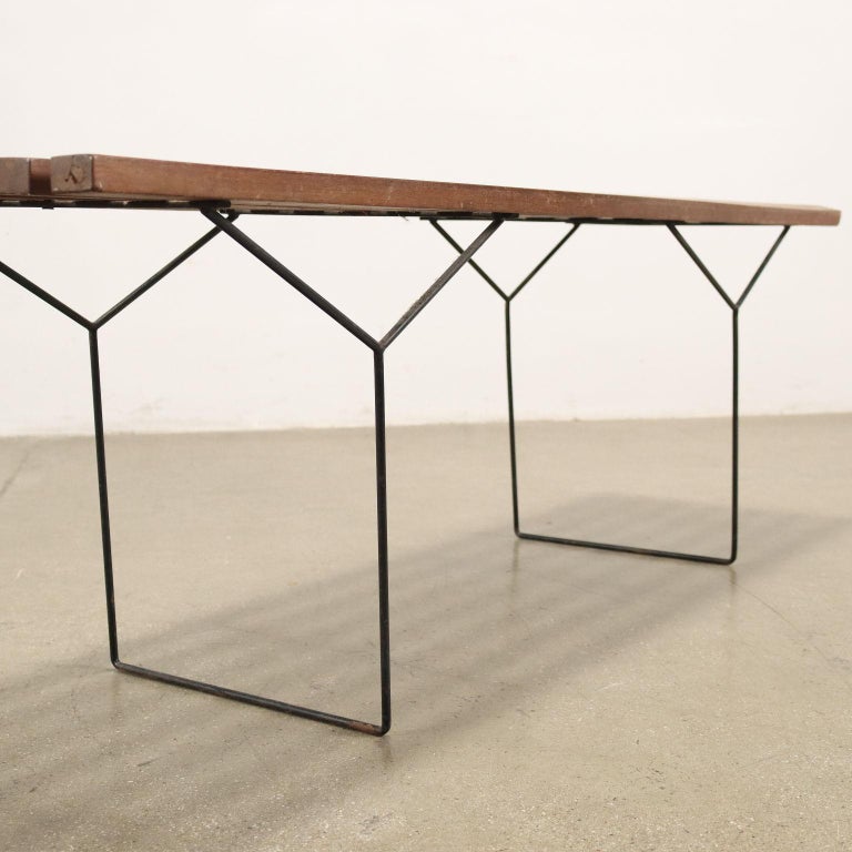 Vintage Bench Teak Metal Italy 1960s For Sale at 1stDibs