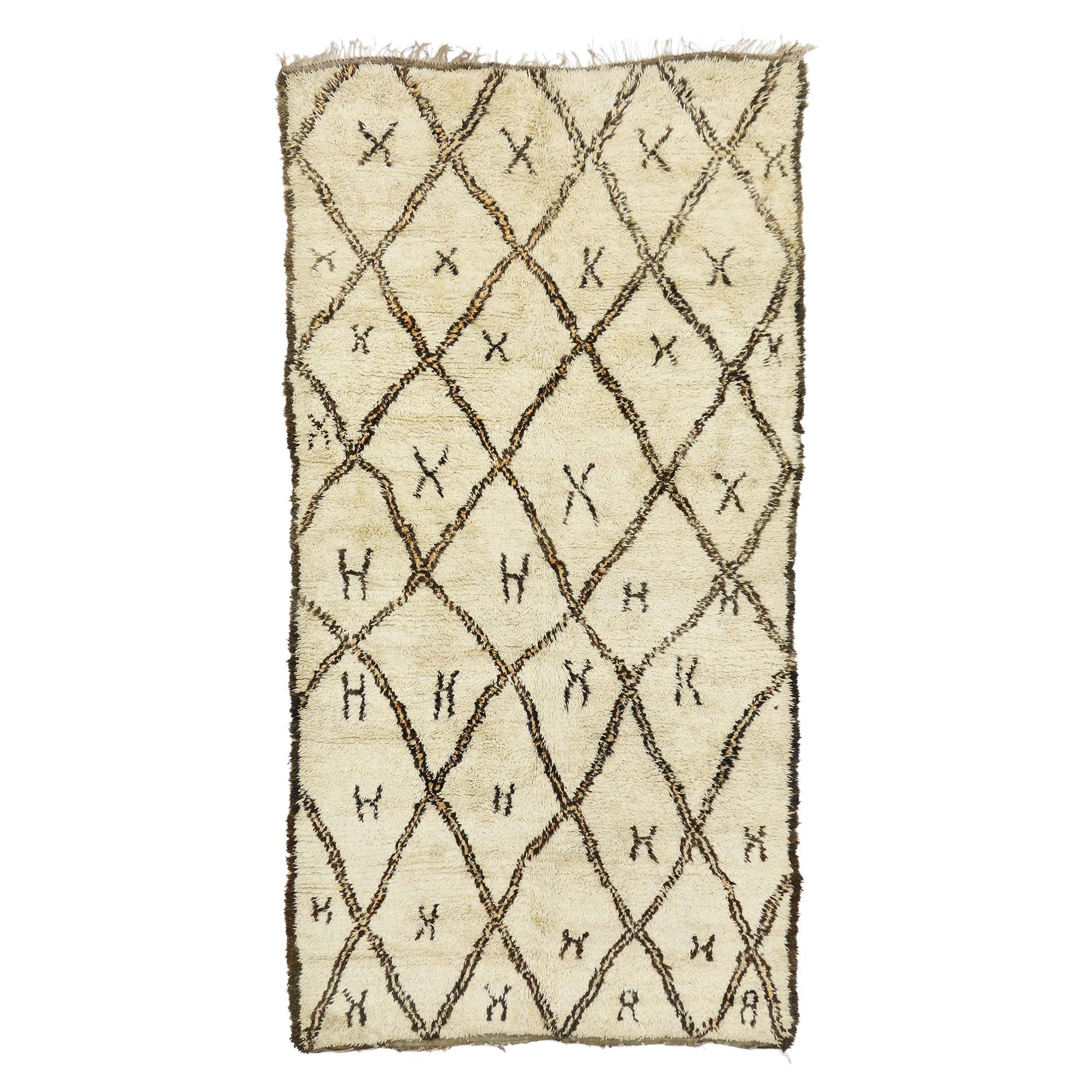 Vintage Moroccan Beni Ourain Rug, Midcentury Modern Meets Minimalist ...