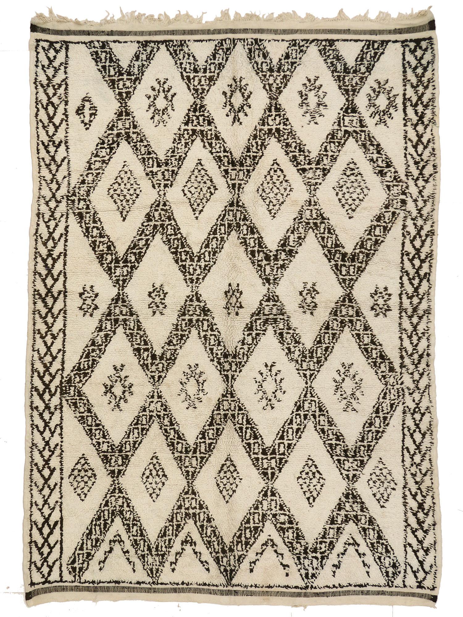 Vintage Beni Ourain Moroccan Rug, Midcentury Modern Meets Cozy Boho For ...