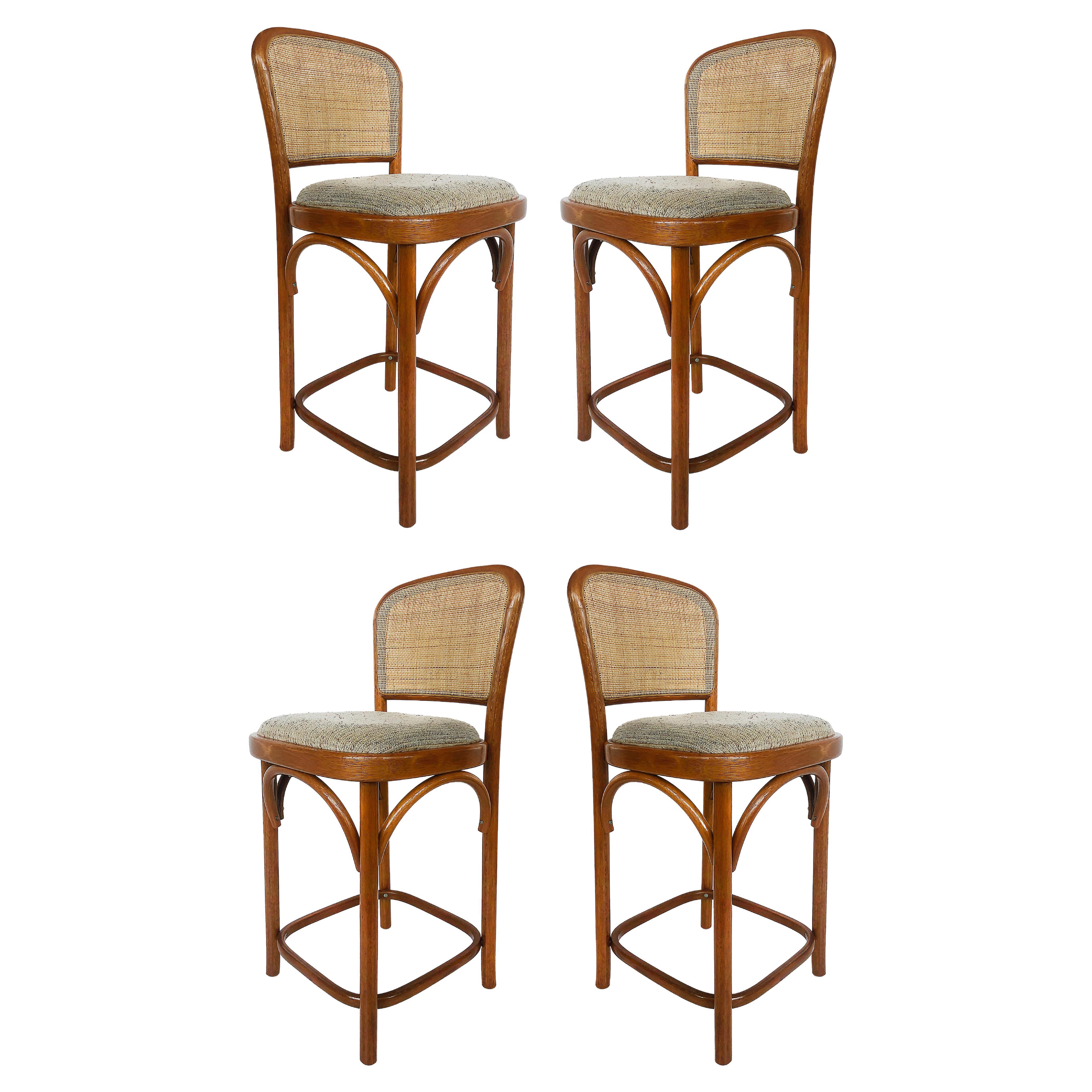 Continental Bentwood Bar Stool with Leather Seat at 1stDibs