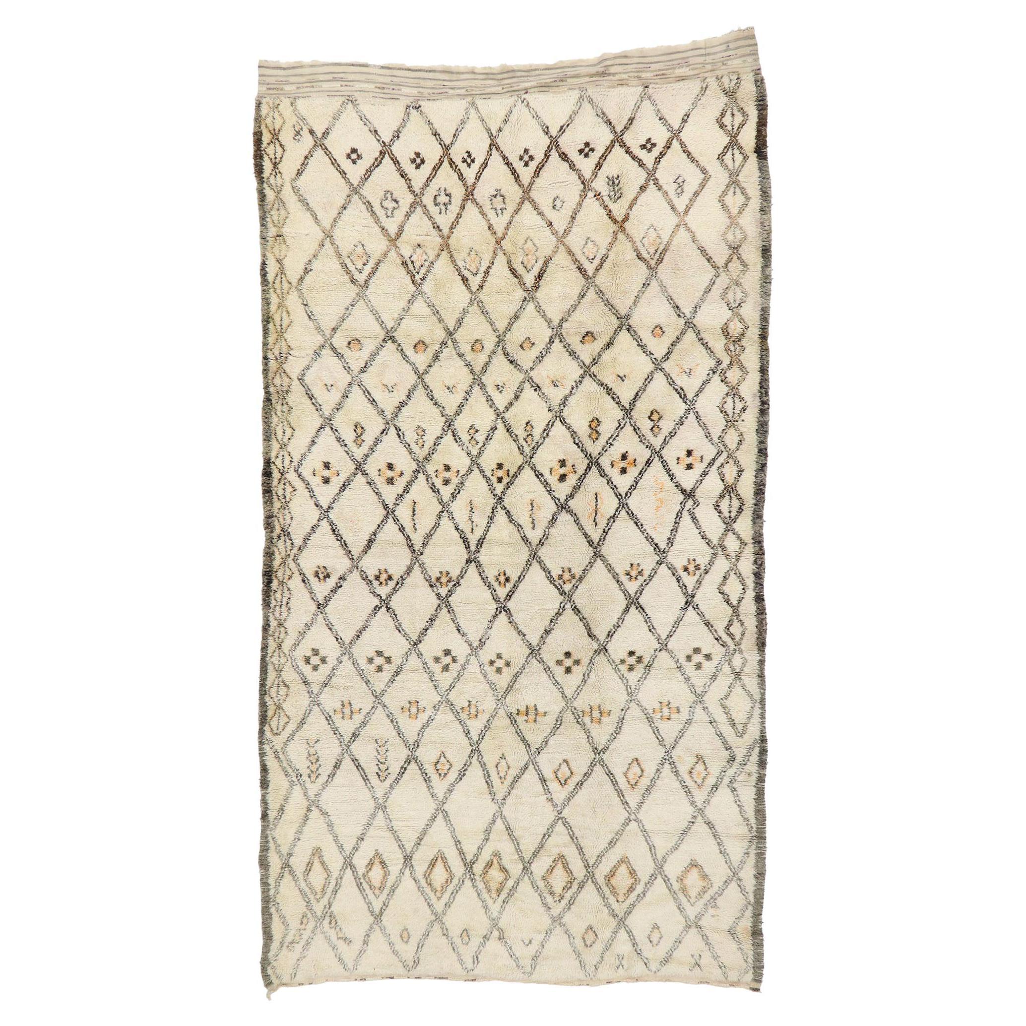 Vintage Beni Ourain Moroccan Rug with Tribal Style, Berber Moroccan Rug ...