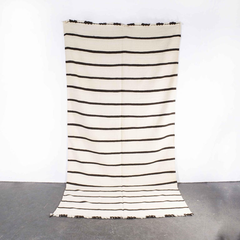 Vintage Berber Black Thin Stripe Hanbel Rug For Sale at 1stDibs