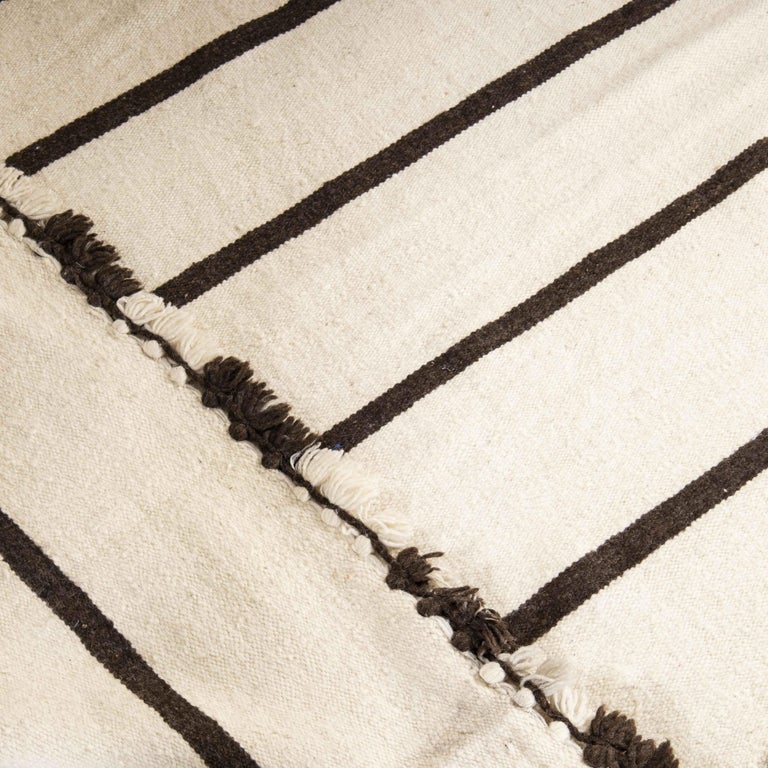 Vintage Berber Black Thin Stripe Hanbel Rug For Sale at 1stDibs