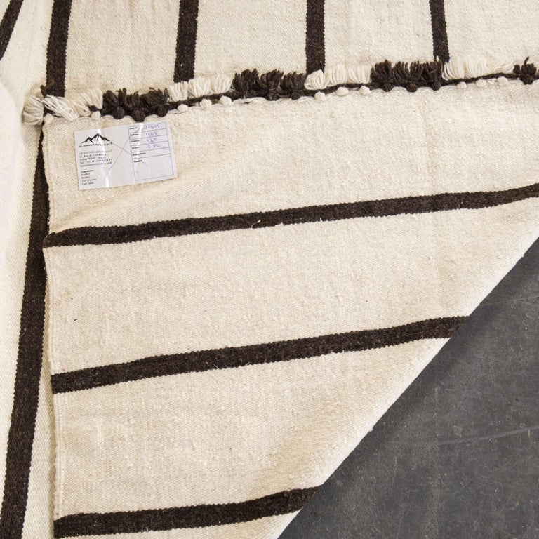 Vintage Berber Black Thin Stripe Hanbel Rug For Sale at 1stDibs