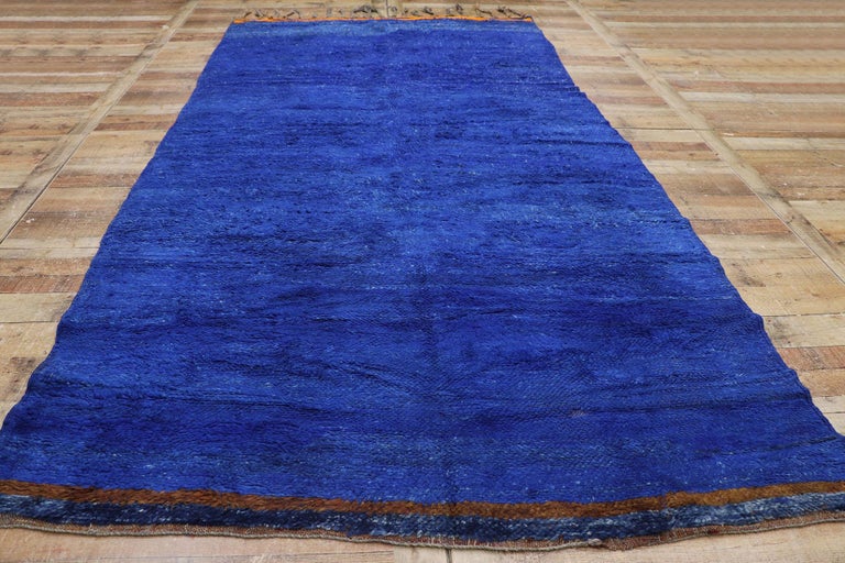 Vintage Berber Blue Moroccan Rug For Sale at 1stDibs