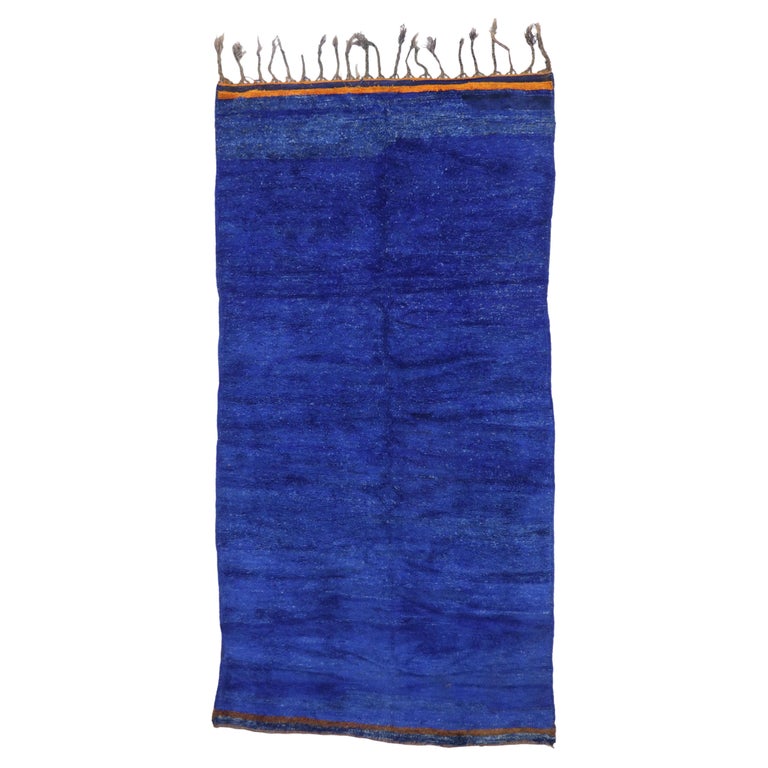 Vintage Berber Blue Moroccan Rug For Sale at 1stDibs