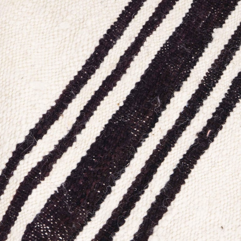 Vintage Berber Bold Monochrome Stripe Hanbel Rug For Sale at 1stDibs