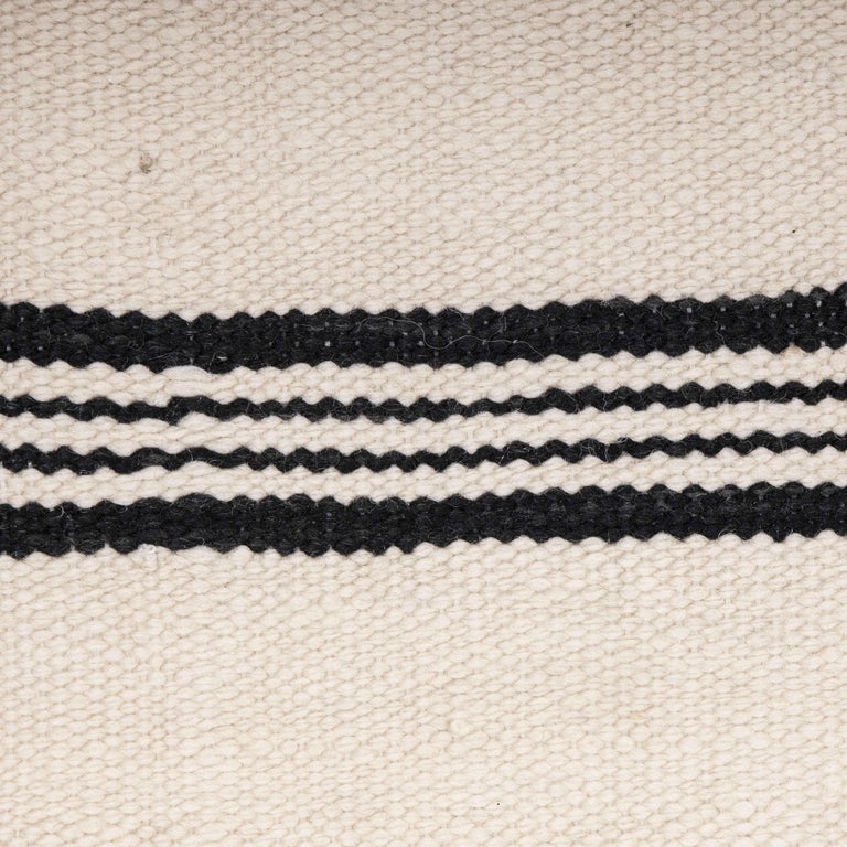 Vintage Berber Bold Monochrome Twin Stripe Hanbel Rug For Sale at 1stDibs