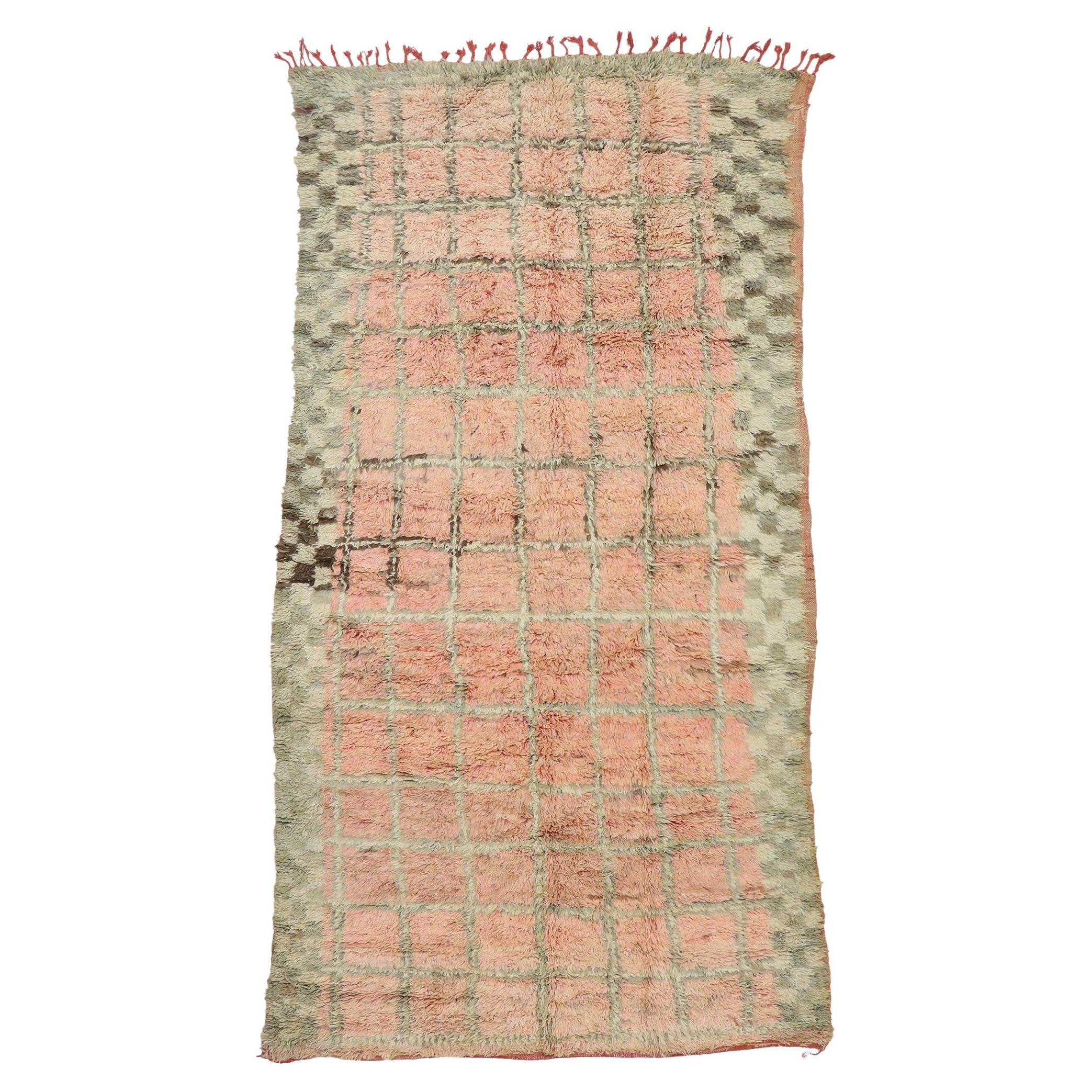 Vintage Berber Moroccan Boujad Rug with Checkerboard Post-Modern Style ...
