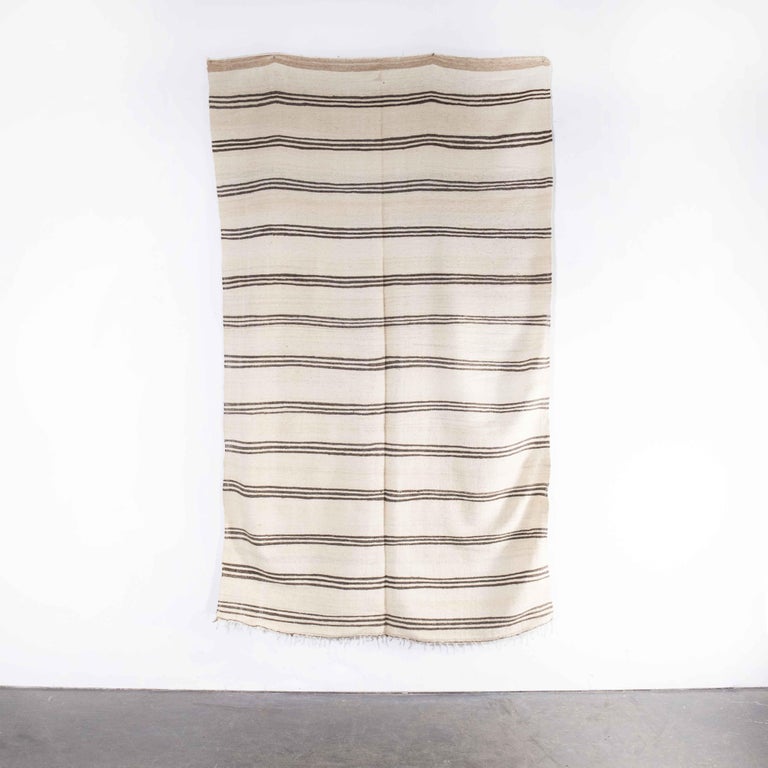 Vintage Berber Burnt Monochrome Stripe Hanbel Rug For Sale at 1stDibs