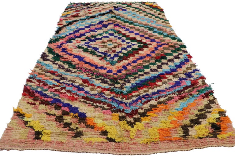 Vintage Berber Moroccan Azilal Rug with Bohemian Tribal Style For Sale ...