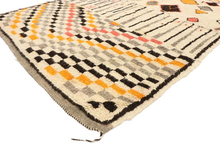 Vintage Berber Moroccan Azilal Rug with Mid-Century Modern Cubism Tribal Style at 1stDibs