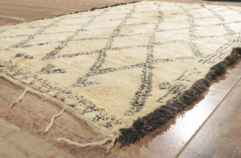 Vintage Berber Moroccan Beni Ourain Rug For Sale at 1stDibs