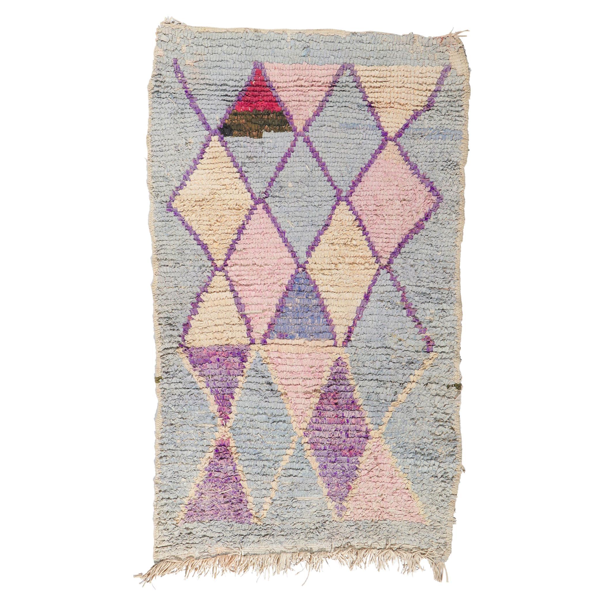 Vintage Berber Moroccan Boucherouite Rug, Colorful Moroccan Shag Area ...