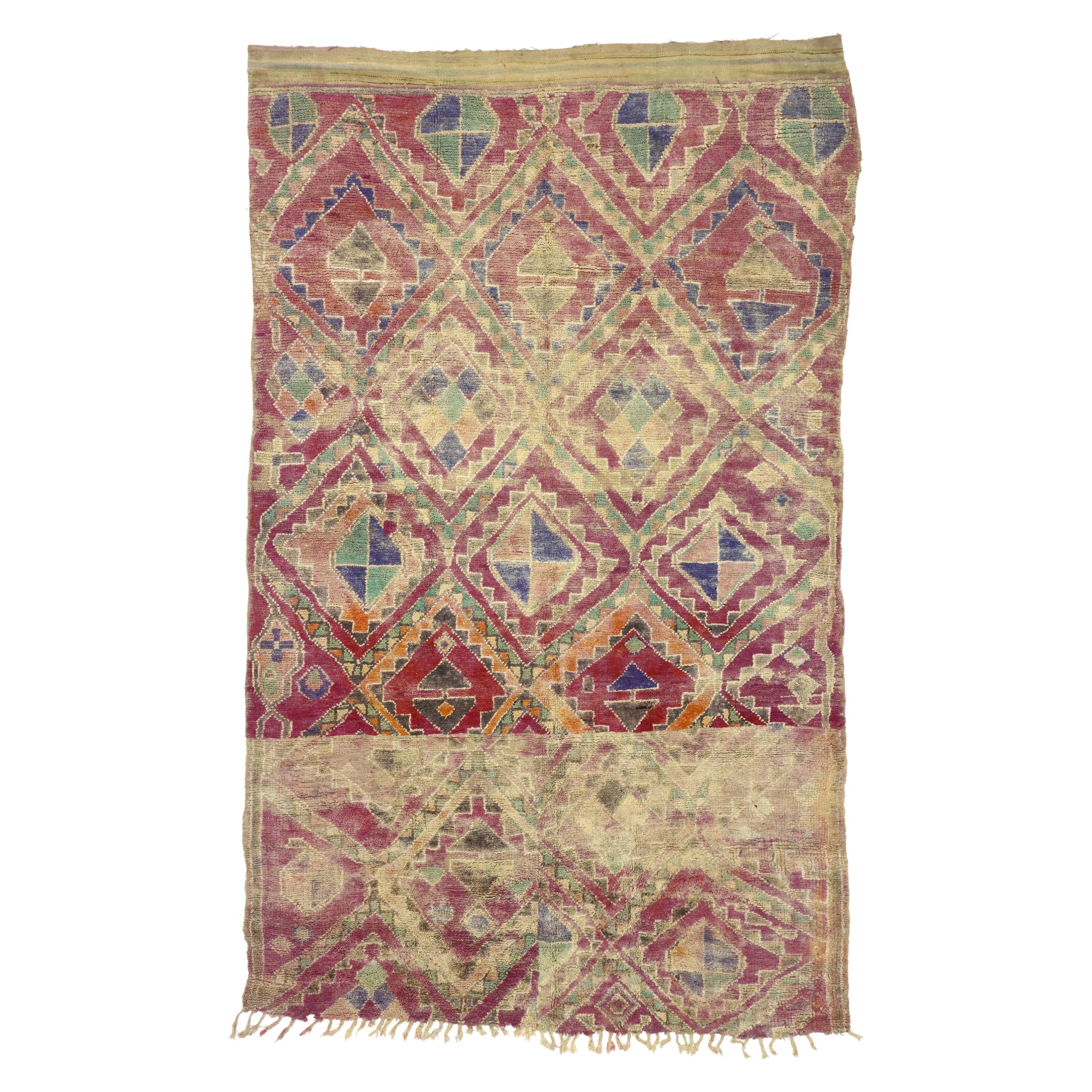 Vintage Berber Moroccan Rug with Cozy Hygge Bohemian Style at 1stDibs