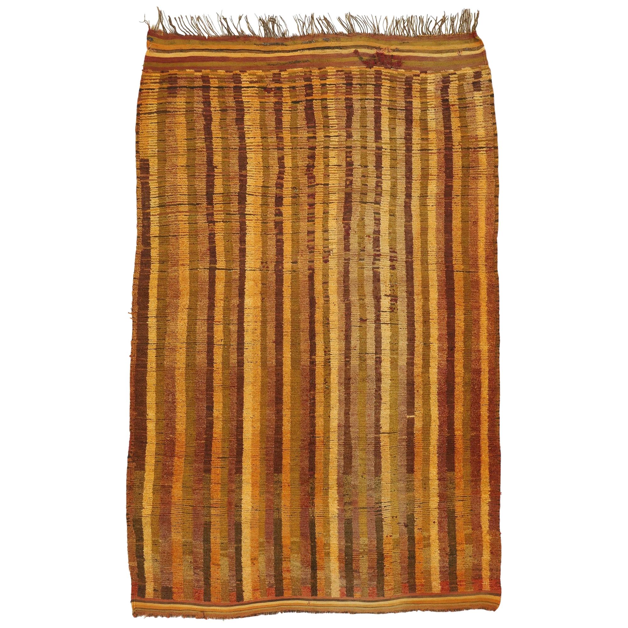 Mid-Century Modern Vintage Berber Moroccan Rug with Contemporary Cubism ...