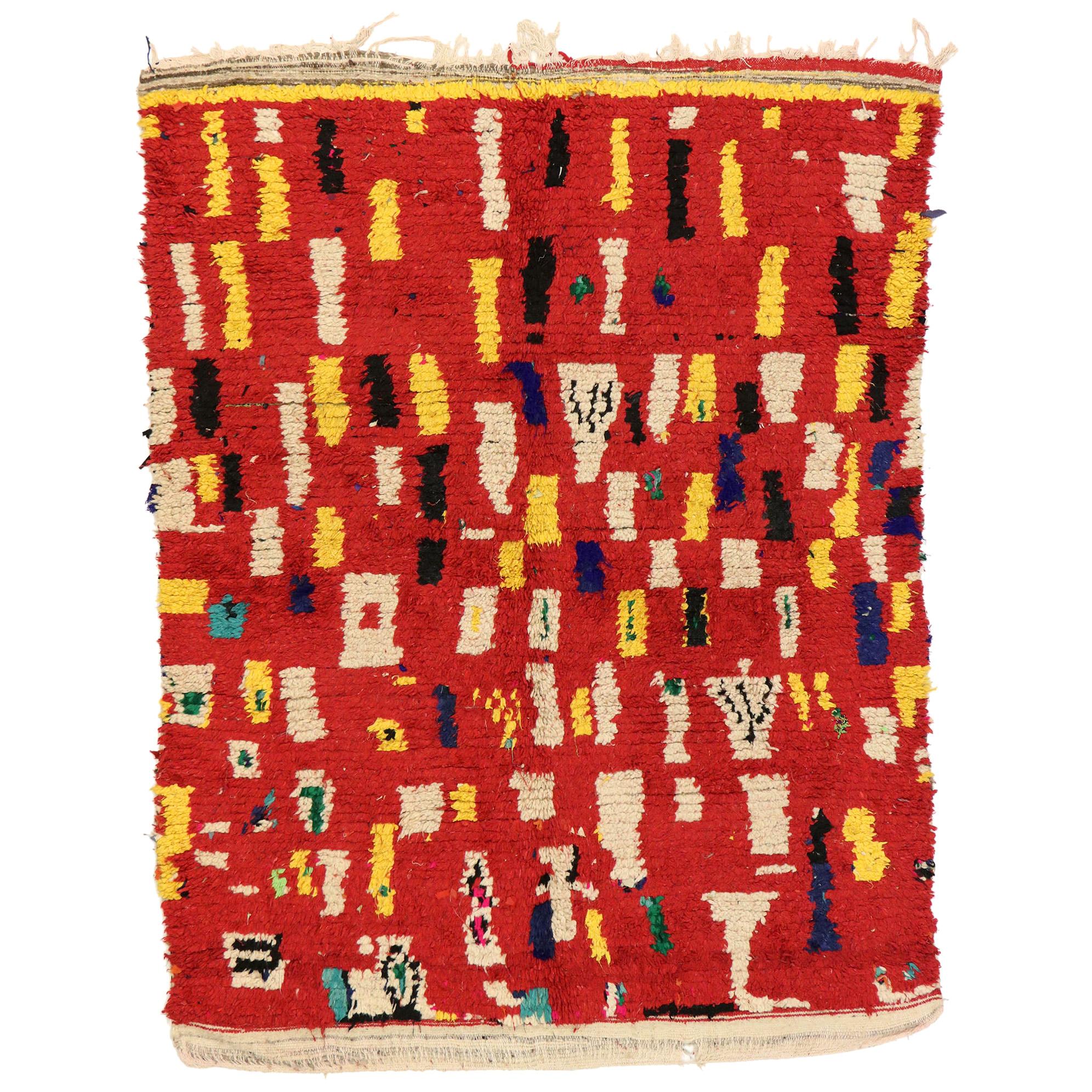 Vintage Berber Moroccan Rehamna Rug with Mondrian Cubist Style at 1stDibs