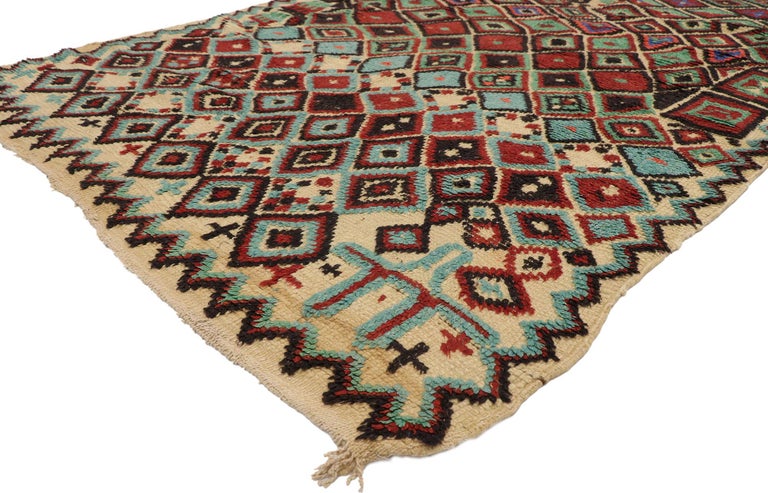 Vintage Berber Moroccan Rug with Diamond Pattern and Boho Chic Tribal ...