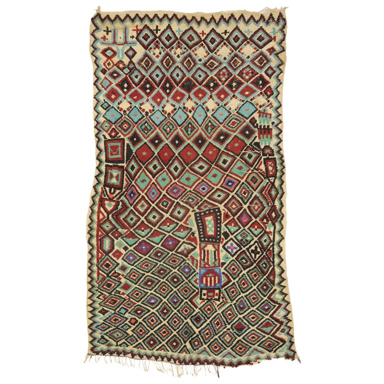 Vintage Berber Moroccan Rug with Diamond Pattern and Boho Chic Tribal ...