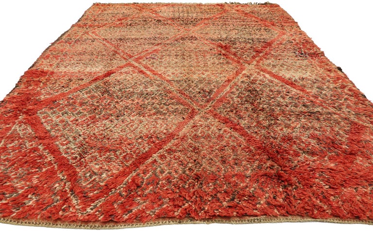 Vintage Berber Moroccan Rug with Diamond Pattern and Modern Retro Style ...