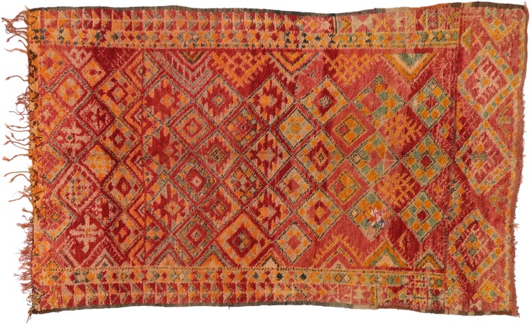 Vintage Berber Moroccan Rug with Diamond Pattern and Modern Tribal ...