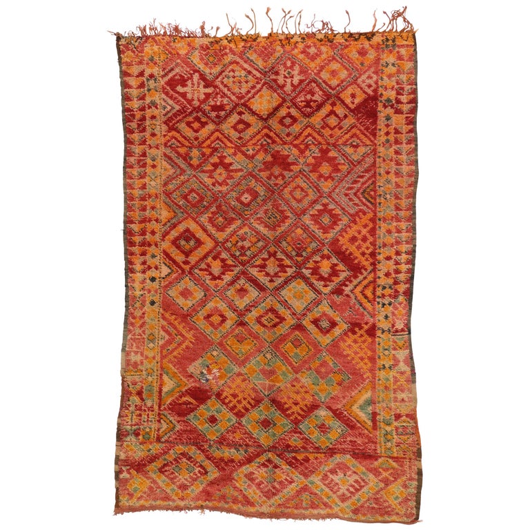 Vintage Berber Moroccan Rug with Diamond Pattern and Modern Tribal ...