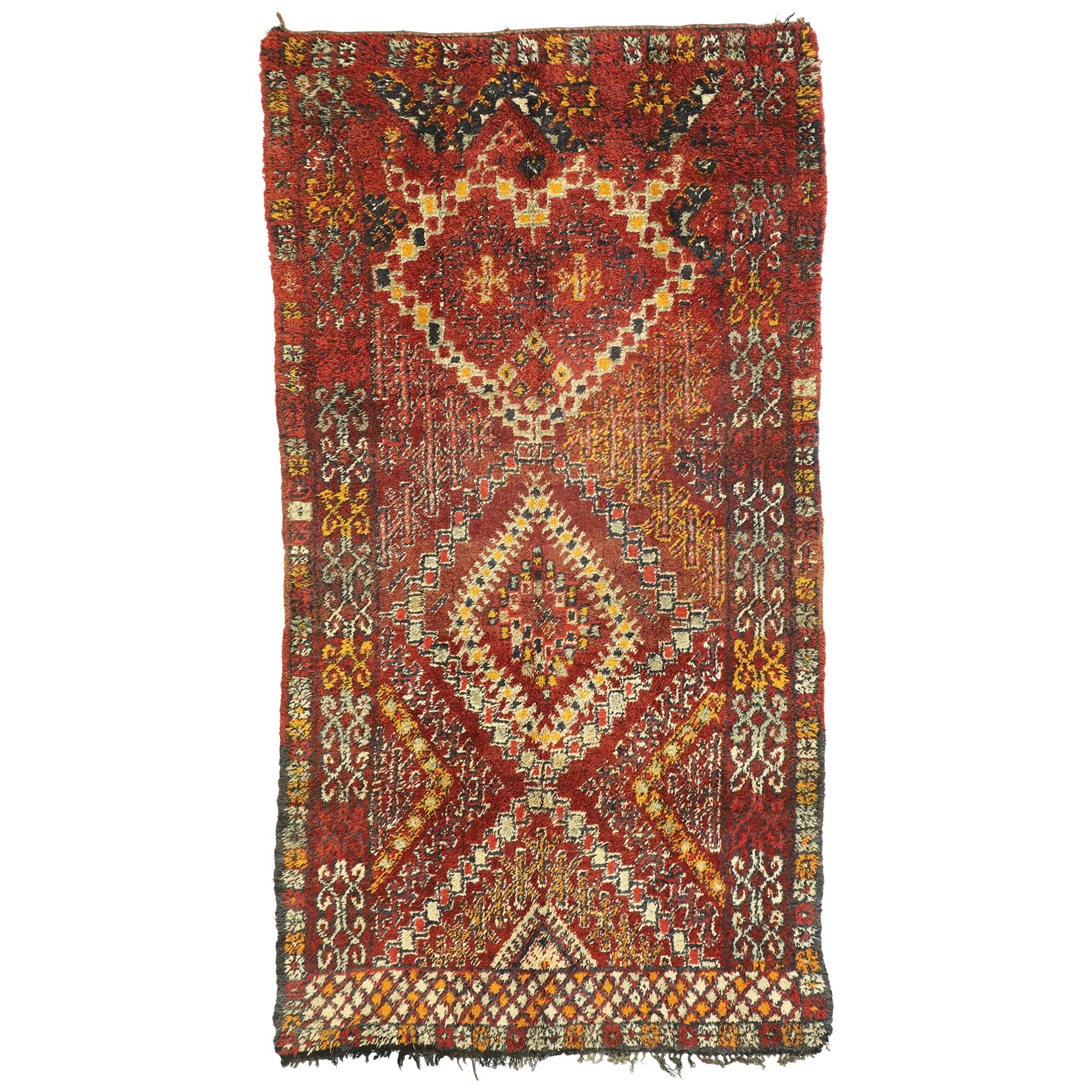Vintage Berber Moroccan Gallery Rug with Mid-Century Modern Style For ...
