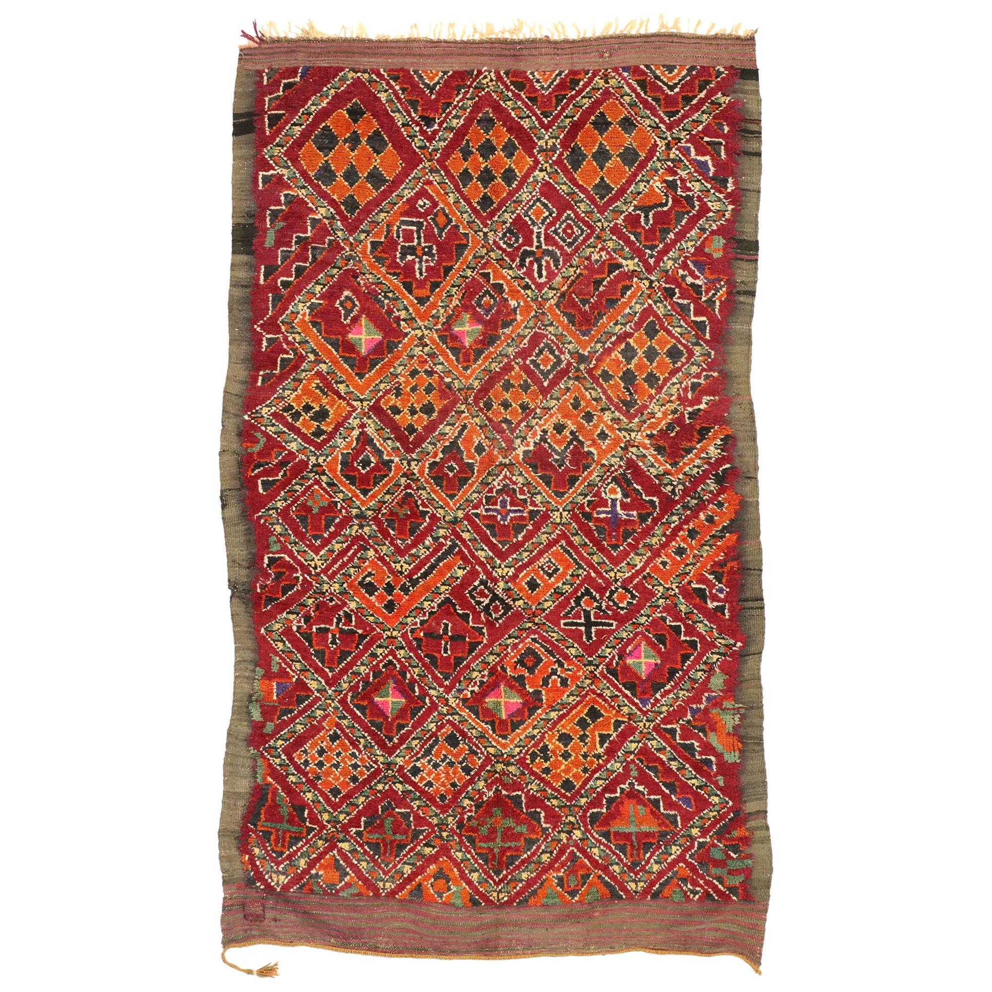 Vintage Berber Moroccan Zayane Rug with Rustic Modern and Northwestern ...