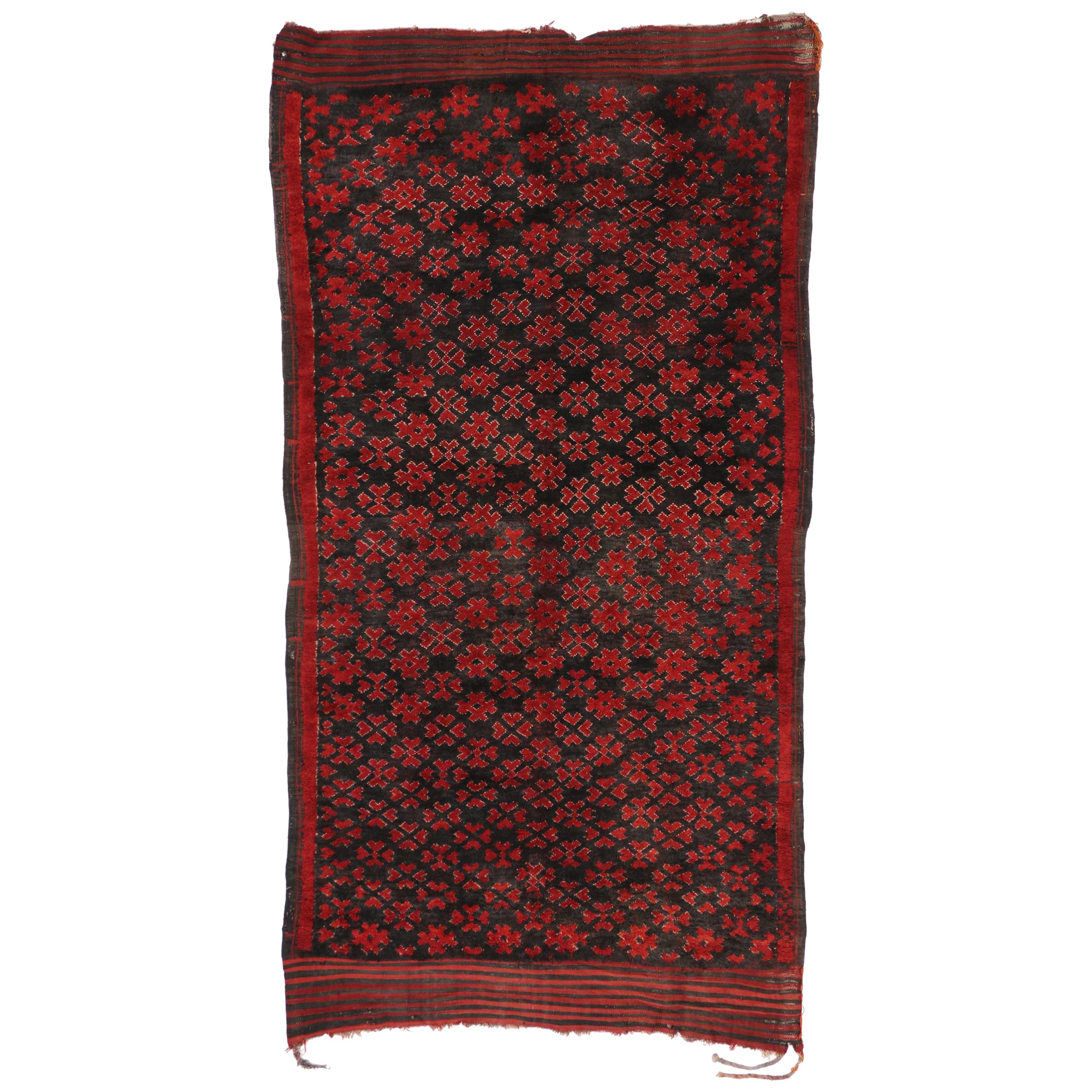 Mid-Century Modern Style Berber Moroccan Rug with Tribal Design at 1stDibs
