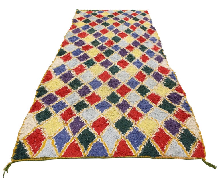 Vintage Berber Moroccan Runner, Shag Hallway Runner For Sale at 1stDibs