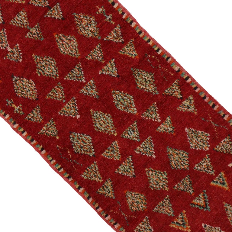 Vintage Berber Moroccan Runner with Tribal Style, Red Shag Hallway ...