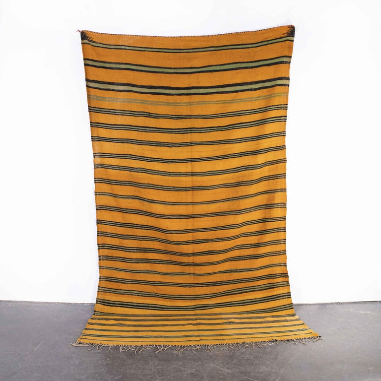 Vintage Berber Orange Stripe Hanbel Rug For Sale at 1stDibs
