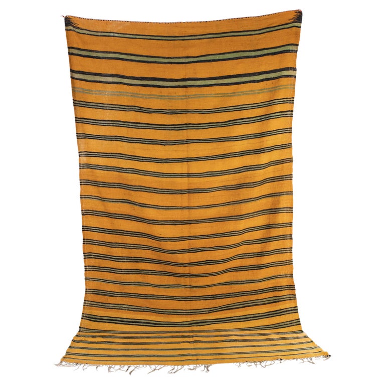 Vintage Berber Orange Stripe Hanbel Rug For Sale at 1stDibs