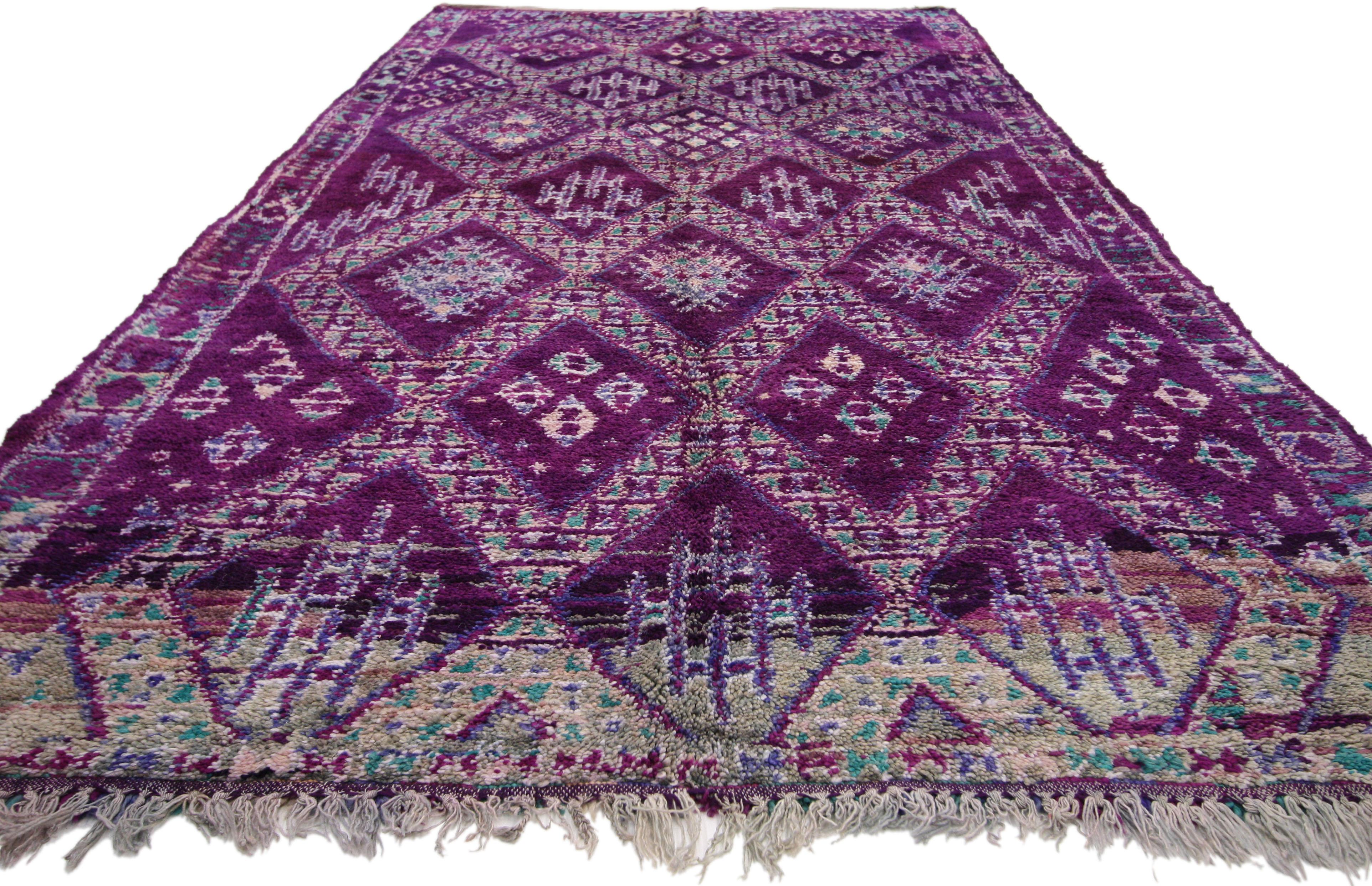 Vintage Berber Purple Moroccan Rug with Tribal Style, Purple Beni ...