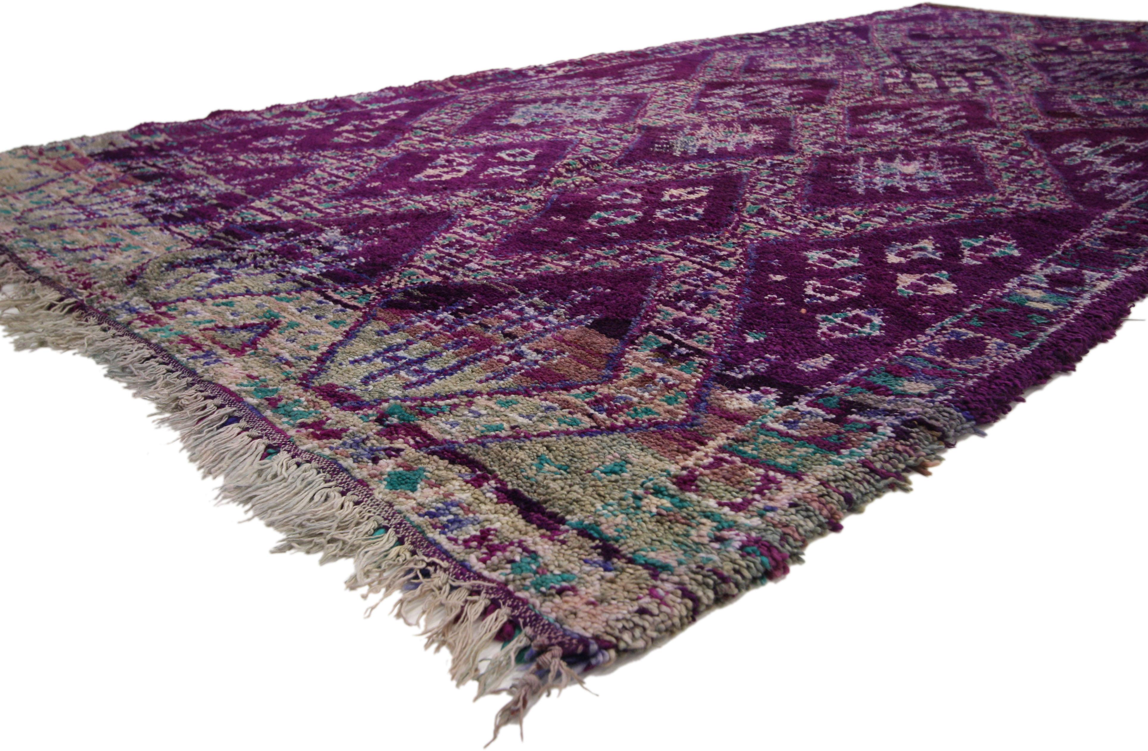 Vintage Berber Purple Moroccan Rug with Tribal Style, Purple Beni ...