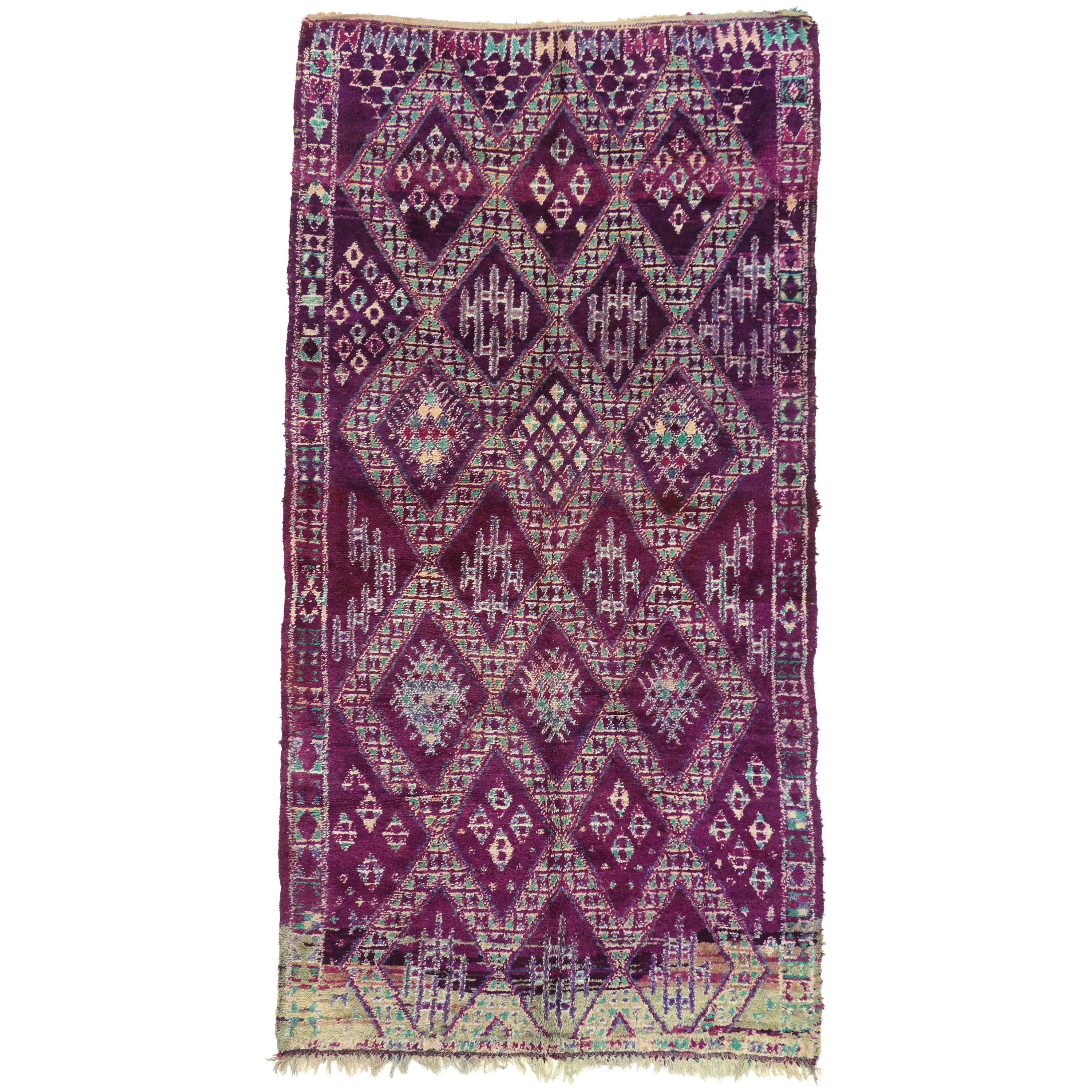 Vintage Purple Moroccan Gallery Carpet For Sale at 1stDibs