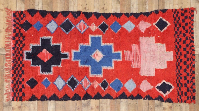 Vintage Berber Red Moroccan Rug with Bohemian Tribal Style For Sale at ...