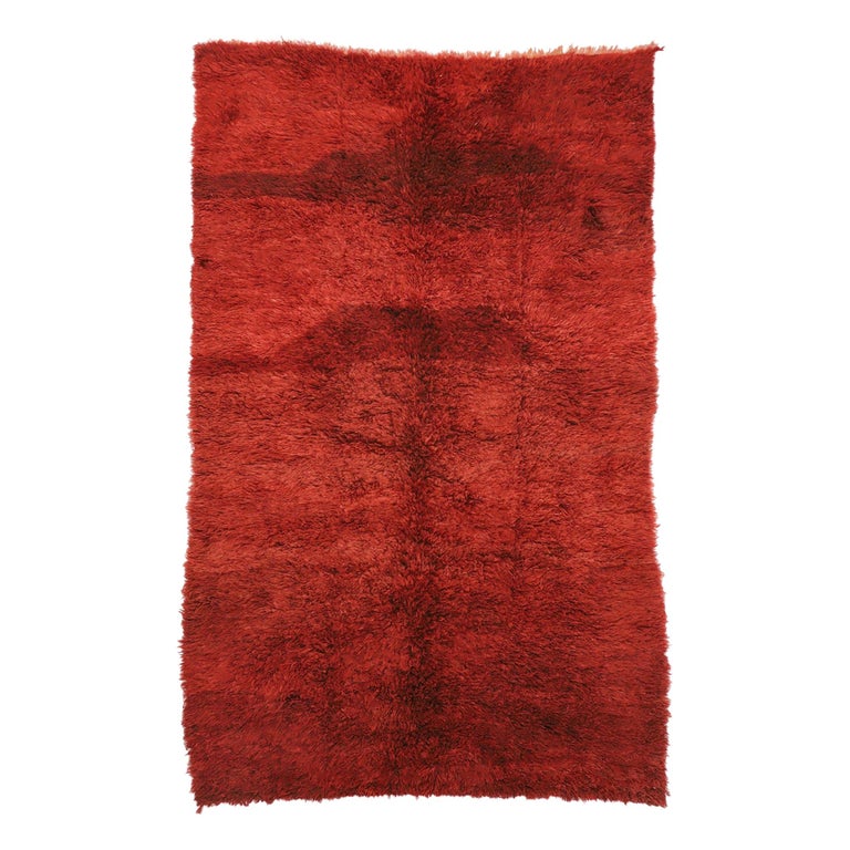 Vintage Berber Red Moroccan Rug with Bold Abstract Expressionism Style ...