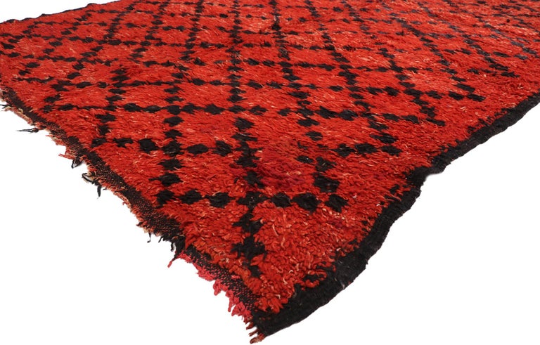 Vintage Berber Red Moroccan Rug with Mid-Century Modern Style For Sale ...
