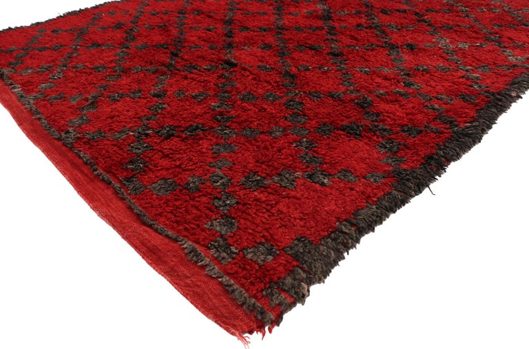 Vintage Berber Red Moroccan Rug with Mid-Century Modern Style For Sale ...