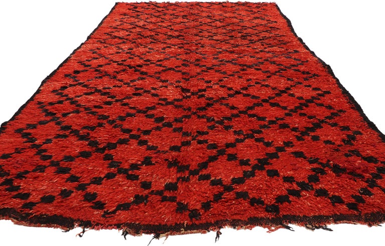 Vintage Berber Red Moroccan Rug with Mid-Century Modern Style For Sale ...