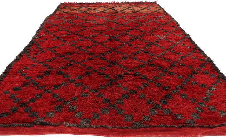 Vintage Berber Red Moroccan Rug with Mid-Century Modern Style For Sale ...