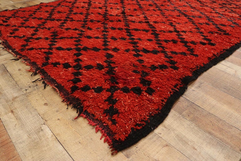 Vintage Berber Red Moroccan Rug with Mid-Century Modern Style For Sale ...
